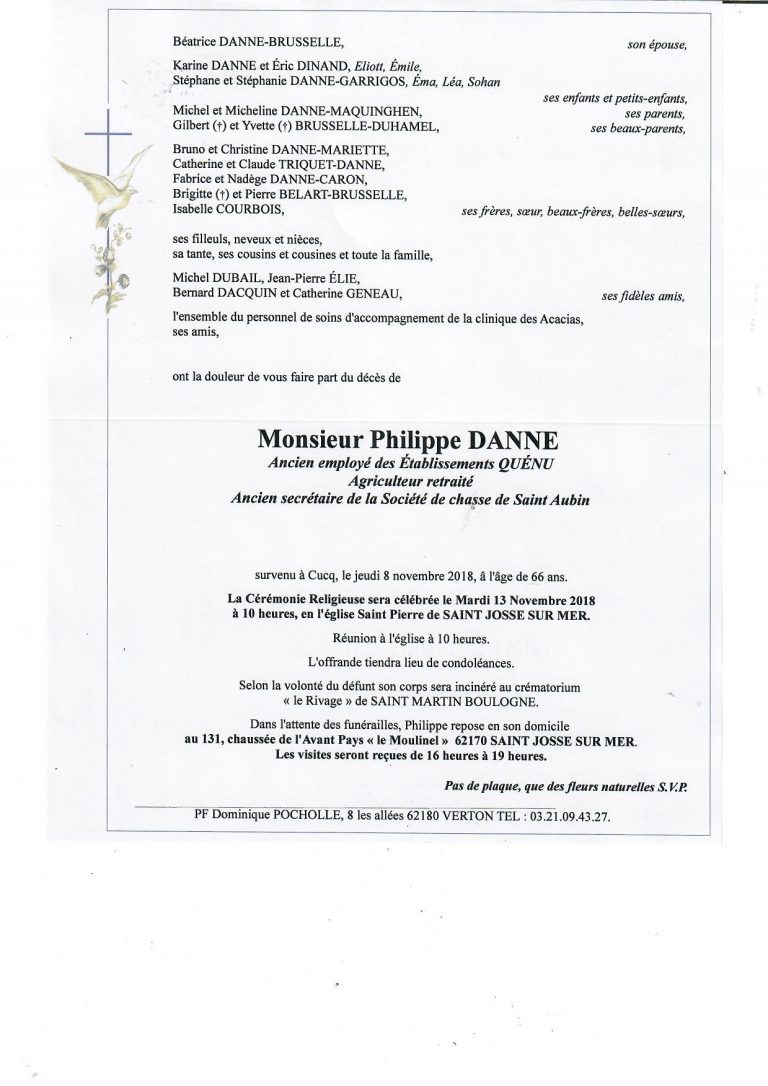 Avis de décès Philippe DANNE